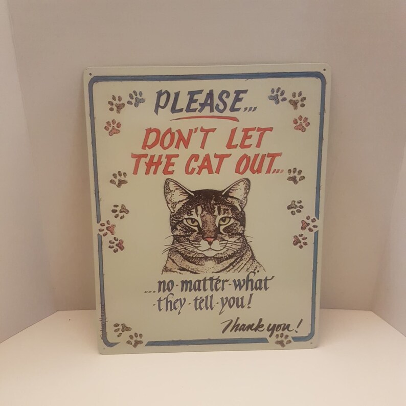 Really Cute Tin Cat Sign - Etsy