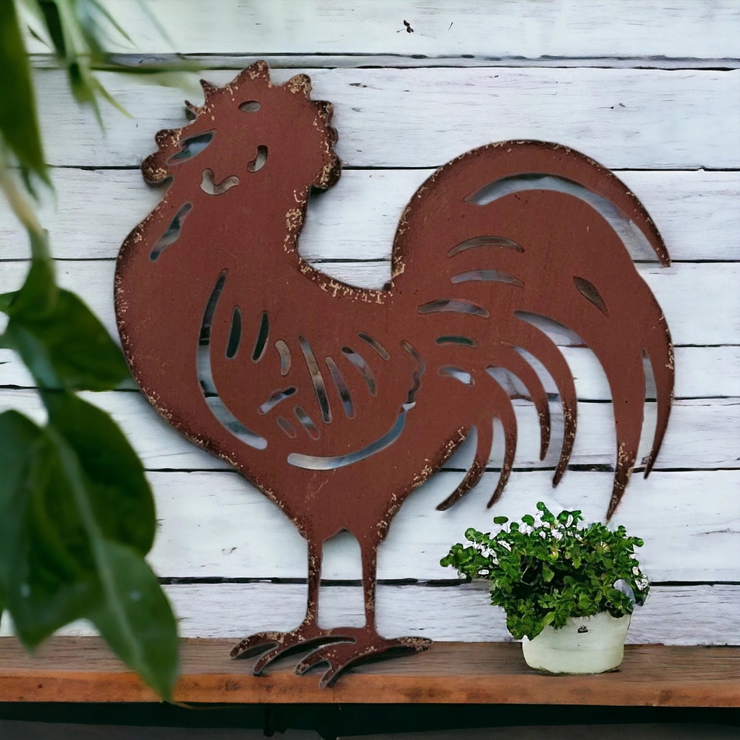 Metal Rooster Farm Decor Rustic Wall Hanging - Etsy