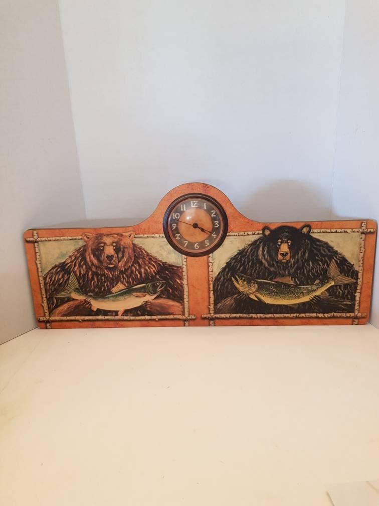 Clock Bear Fishing Hunting Cabin Clock - Etsy
