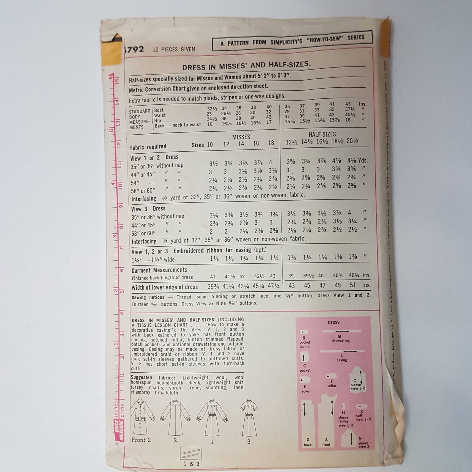 Simplicity Sewing Pattern 5792 - Etsy