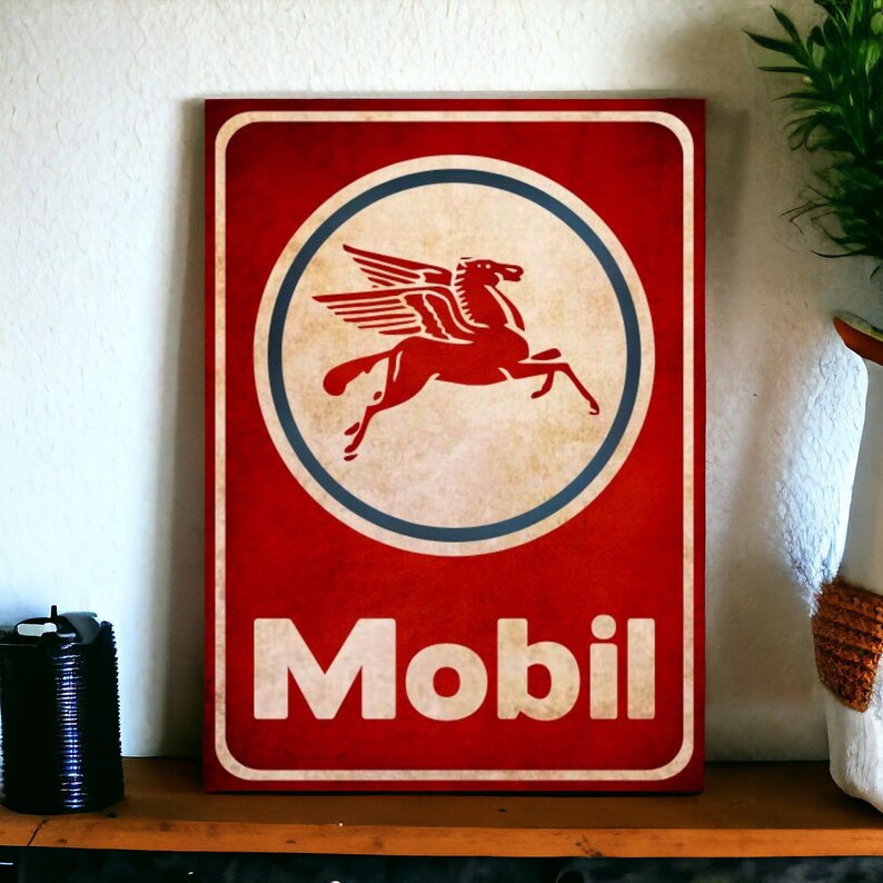 Mobil Oil Rustic Garage Sign Pegasus - Etsy