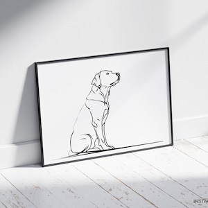 Labrador Line Drawing Labrador Wall Art Line Drawing Labrador Retriever ...