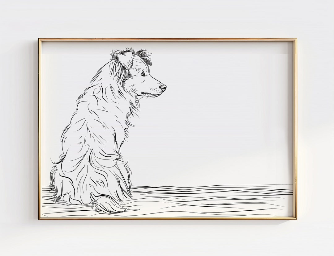 Border Collie Art Prints Border Collie Line Art Border Collie Posters ...