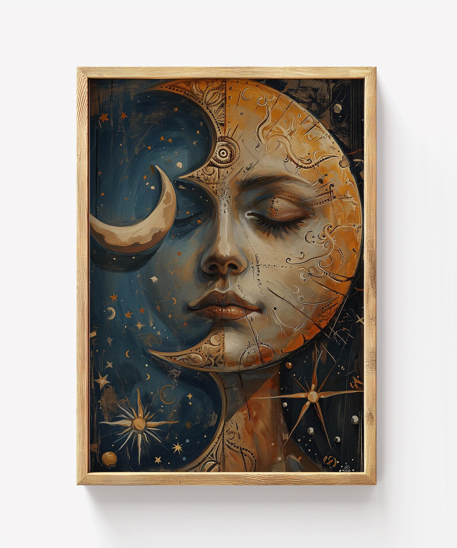 Surreal Moon Face Art Print: Celestial Woman Portrait (digital Download ...