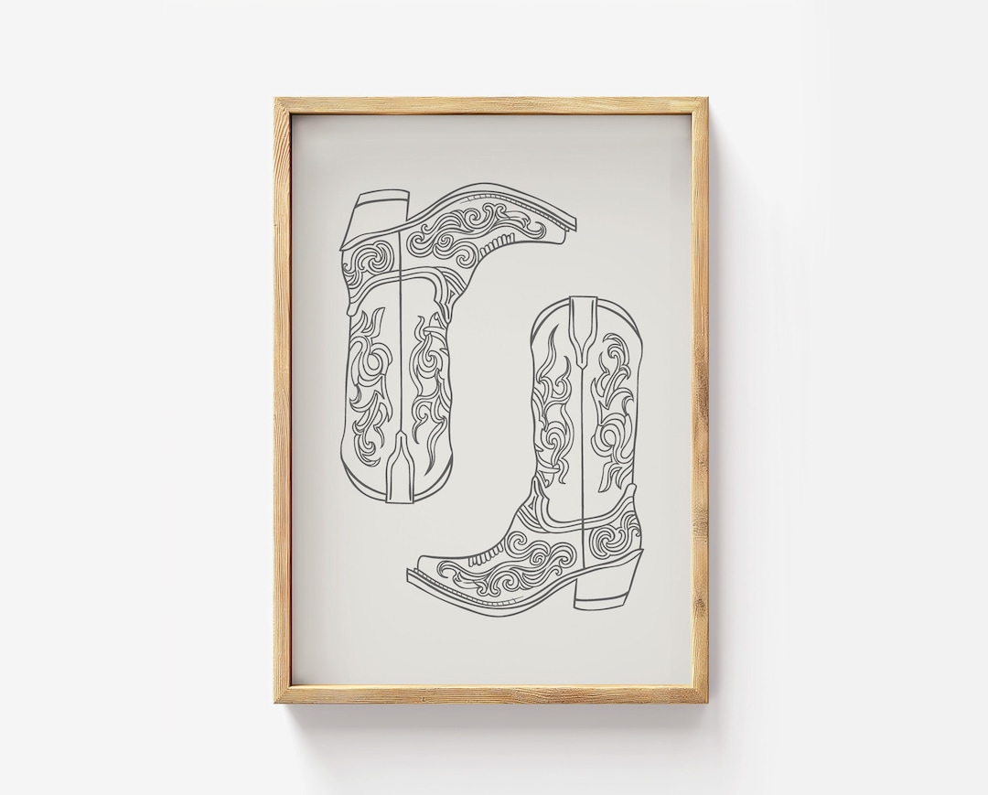 Cowboy Boot Art Print Painting Cowboy Boots Cowgirl Boot Painting Art ...