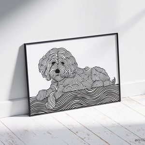 Bichon Frise Line Drawing Canary Island Lap Dog Line Art Tenerife Dog ...