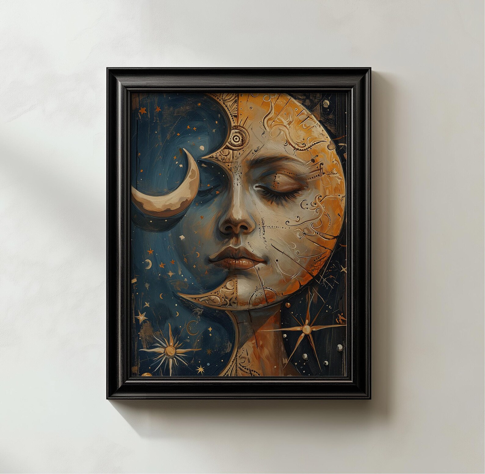 Surreal Moon Face Art Print: Celestial Woman Portrait (digital Download ...