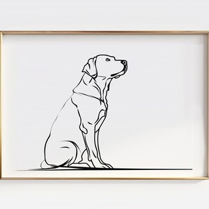 Labrador Line Drawing Labrador Wall Art Line Drawing Labrador Retriever ...