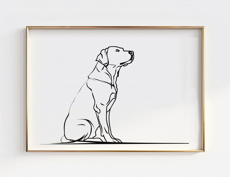 Labrador Line Drawing Labrador Wall Art Line Drawing Labrador Retriever ...