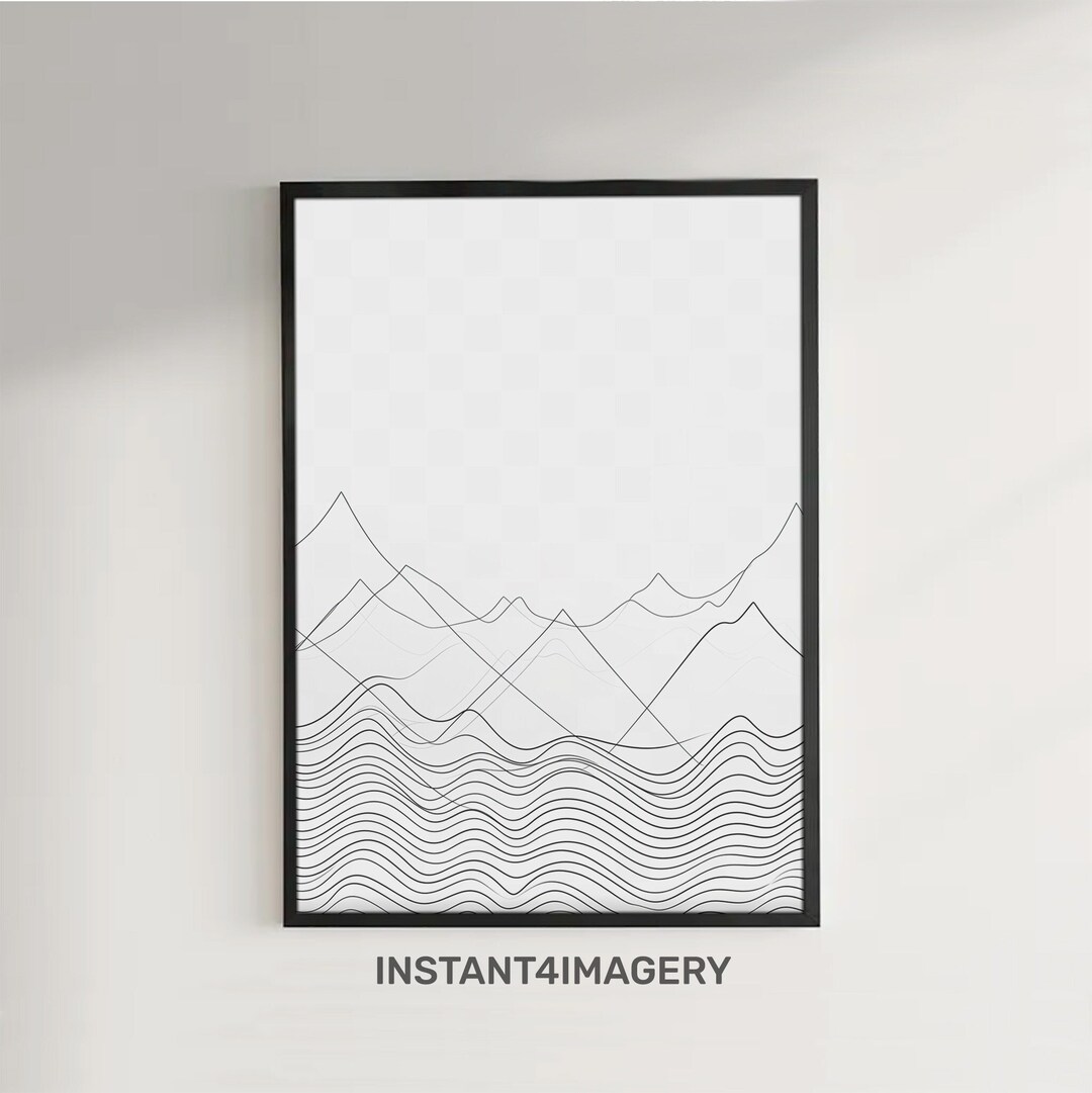 Mountain Line Art Art Horizontal Line Squiggly Wavy Line Art One Line ...