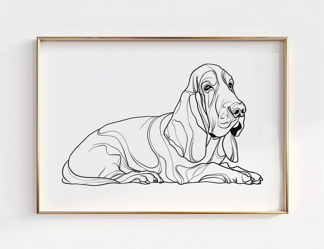 Basset Hound Wall Art Basset Hound Canvas Art Basset Hound Line Drawing ...