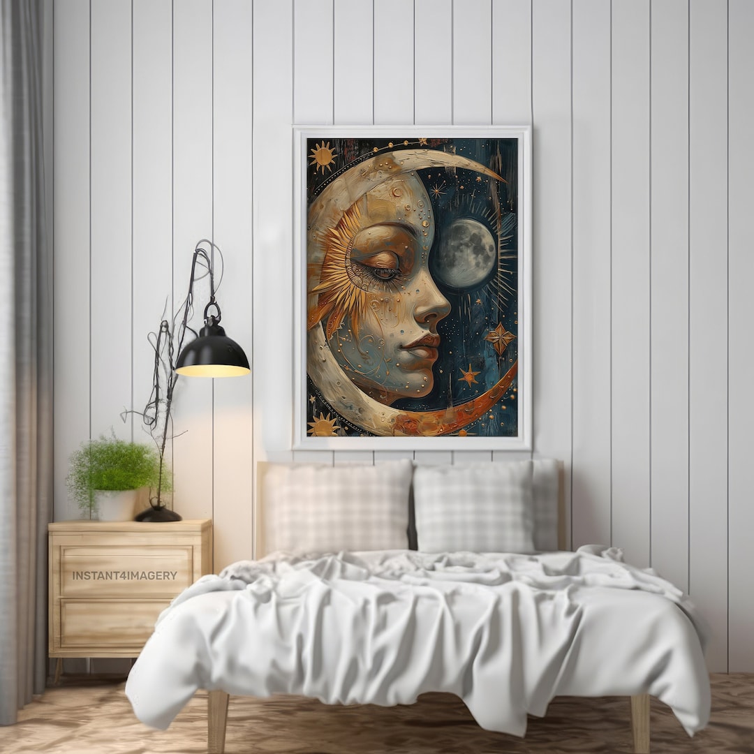 Vintage Celestial Arts Posters Celestial Canvas Art Celestial Eyes Painting Celestial Goddess ...