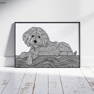 Bichon Frise Line Drawing Canary Island Lap Dog Line Art Tenerife Dog ...