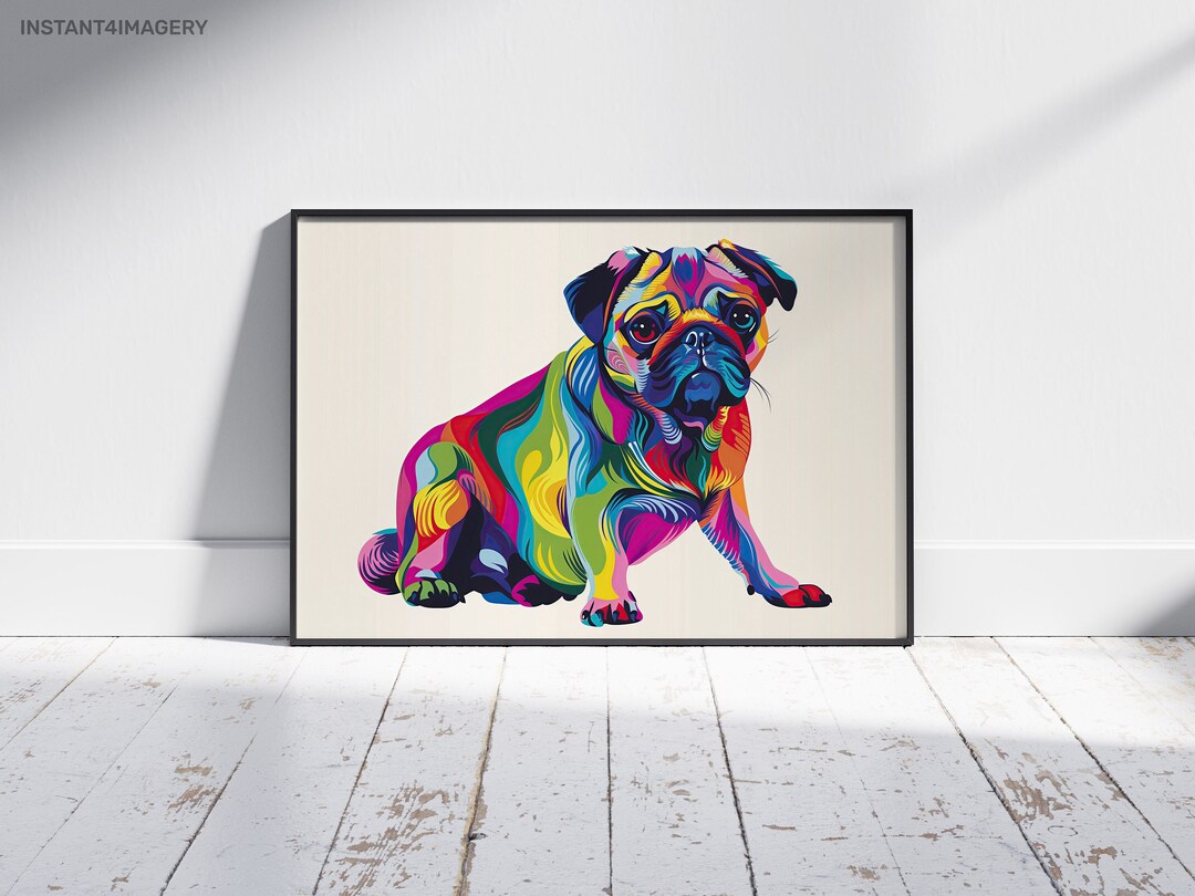 Art Pug Wall Art Pug Artwork Pug Posters Line Drawing Pug Line Drawing ...