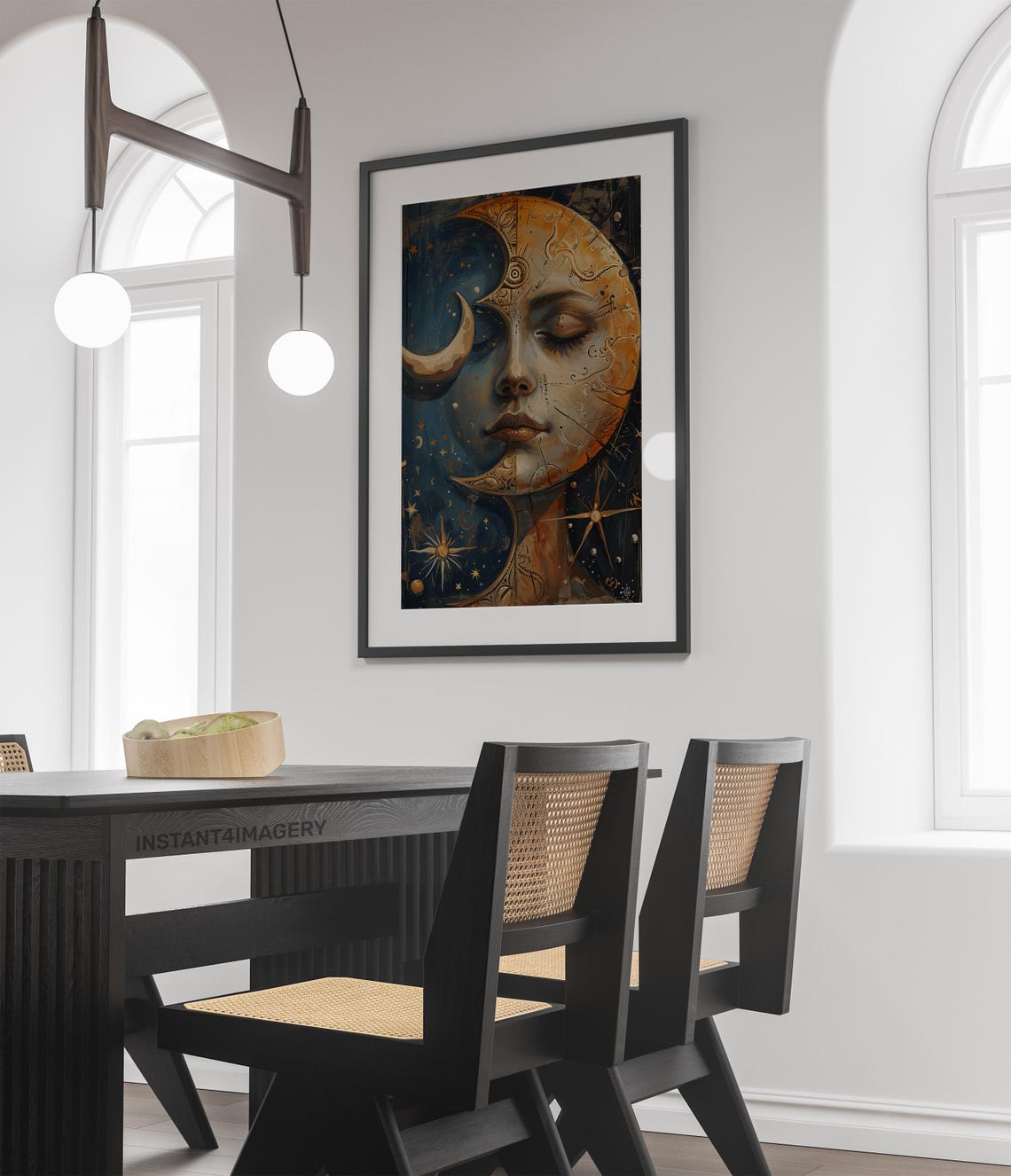 Surreal Moon Face Art Print: Celestial Woman Portrait (digital Download ...