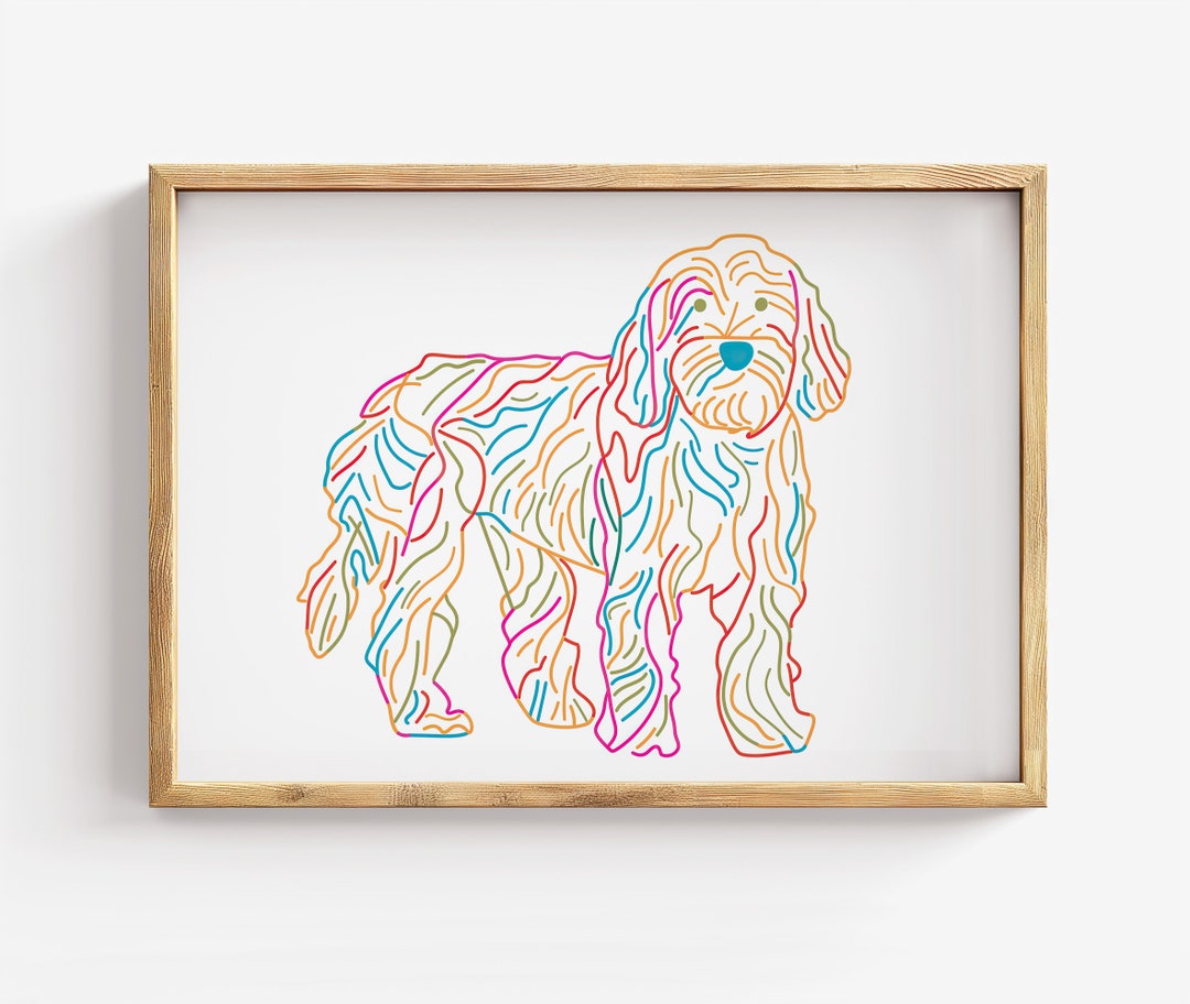 Goldendoodle Artwork Goldendoodle Wall Art Golden Doodle Line Art Gold ...