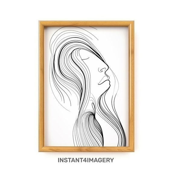 Dibujo Lineal De Rostro De Mujer