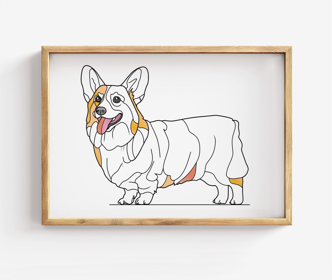 Corgi Art Corgi Wall Art Corgi Line Art Corgi Prints Corgi Art Prints ...