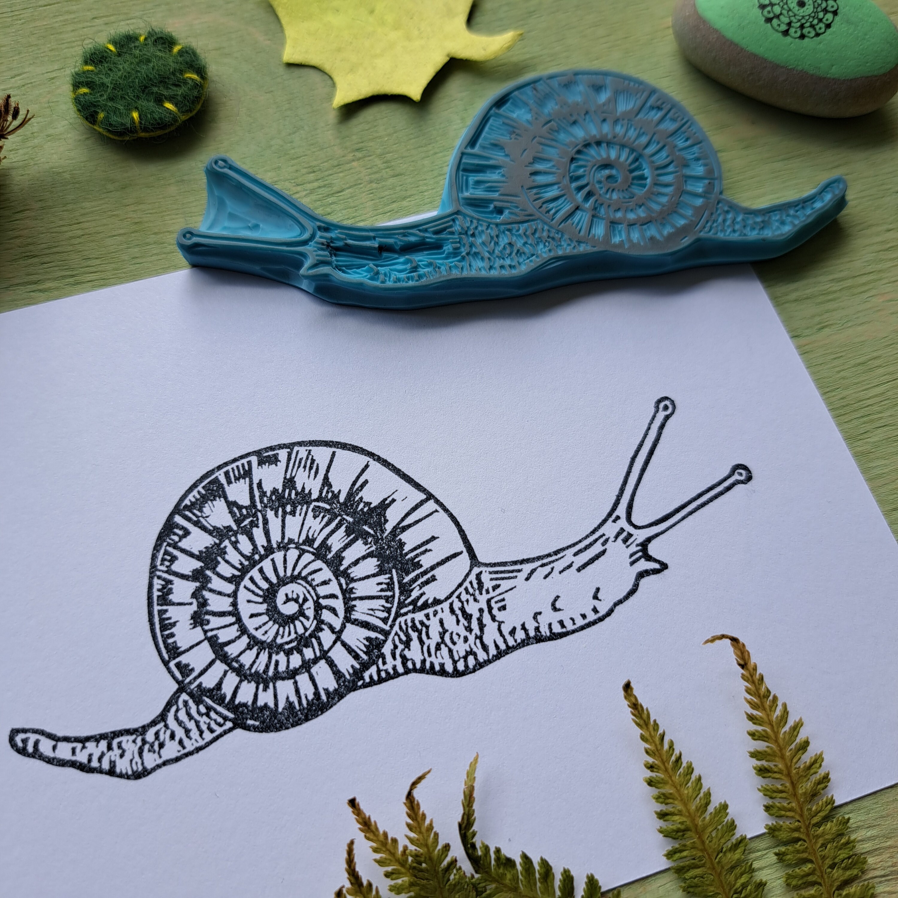 A Handcarved Snail Stamp - Etsy