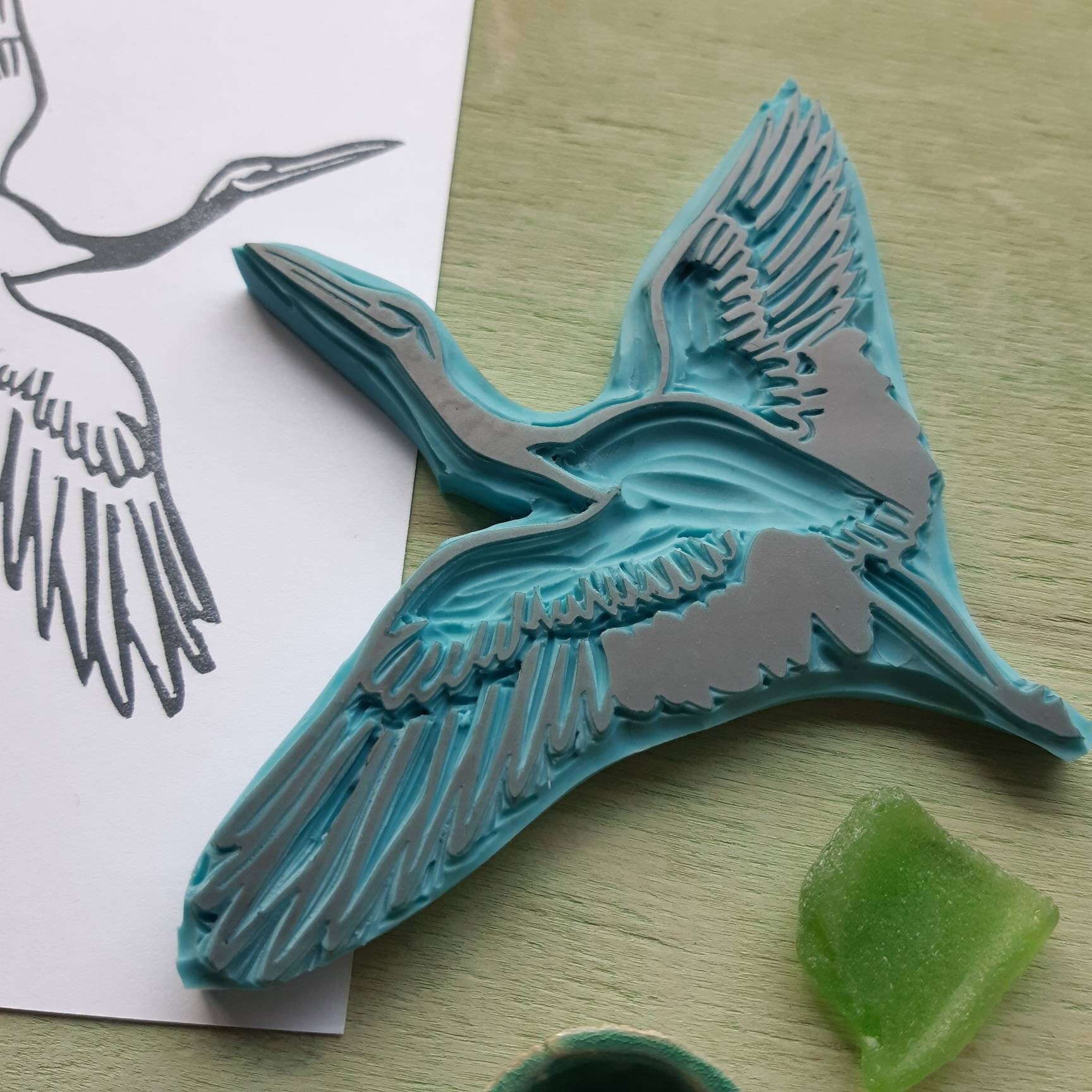 Handcarved Crane Stamp - Etsy
