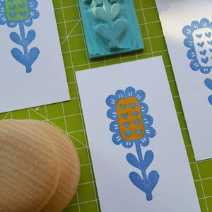 A Handcarved Flower Stamp With Little Hearts - Etsy