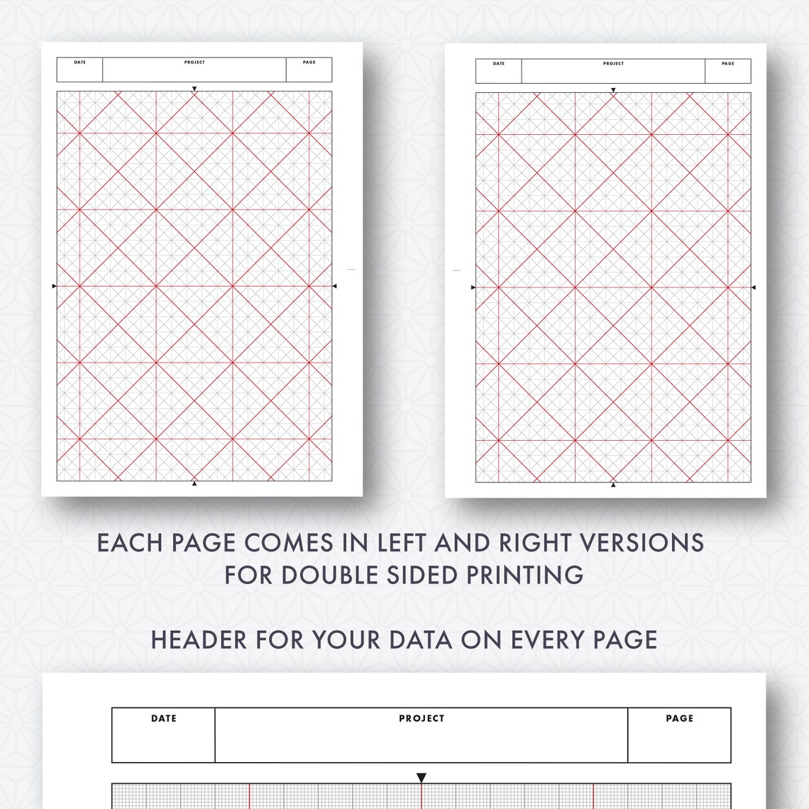 50004 Quilting Graph Paper Set, Printable Template, English, Instant ...