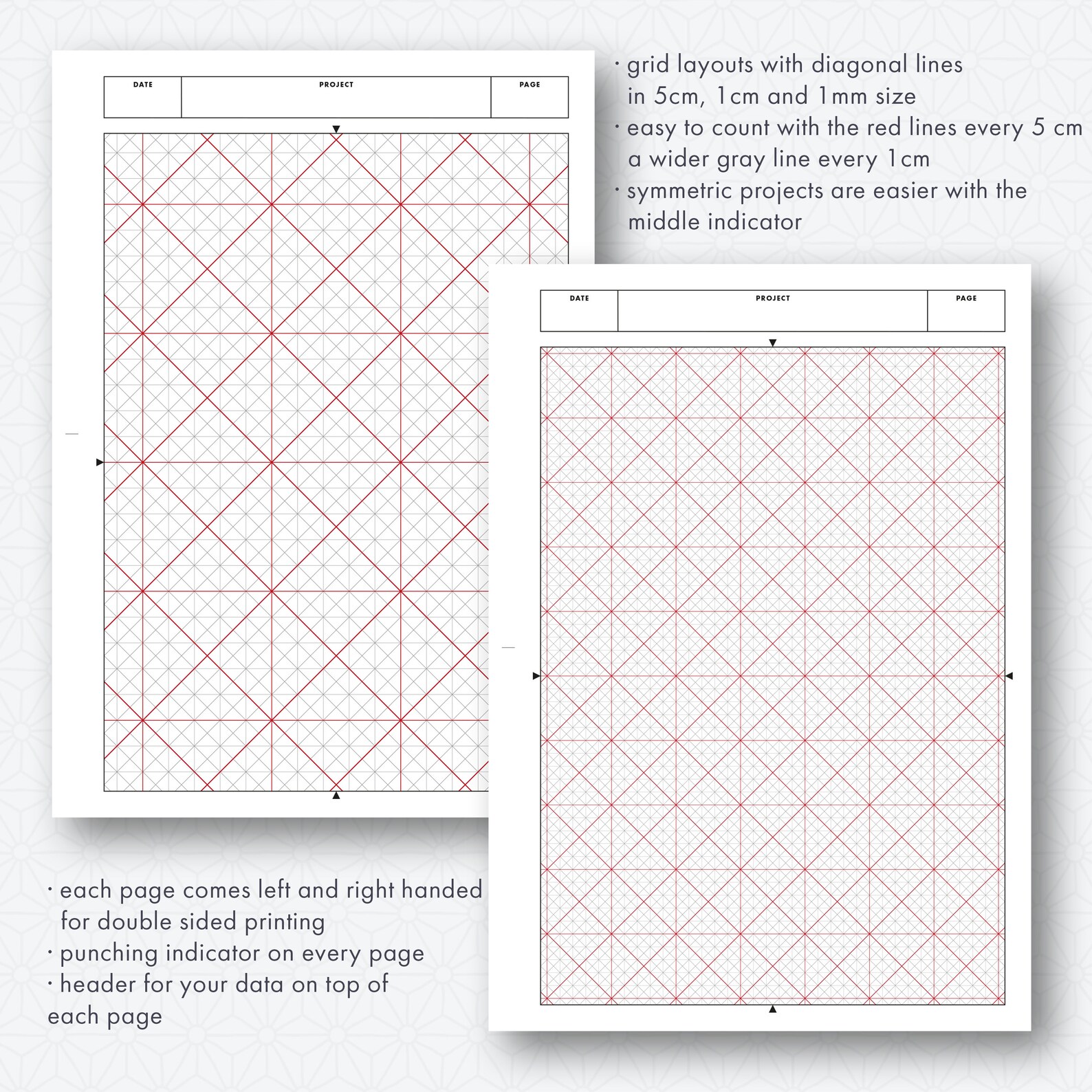 50004 Quilting Graph Paper Set, Printable Template, English, Instant ...