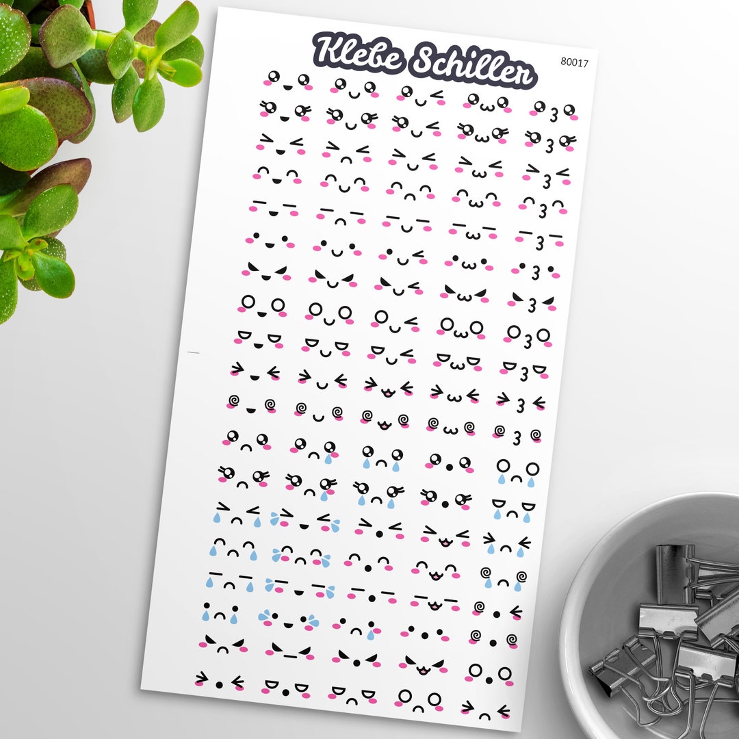 80017 Kawaii Faces Stickers for Filofaxing & Scrapbooking, Kawaii ...
