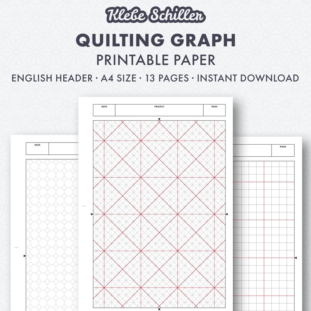 50004 Quilting Graph Paper Set, Printable Template, English, Instant ...