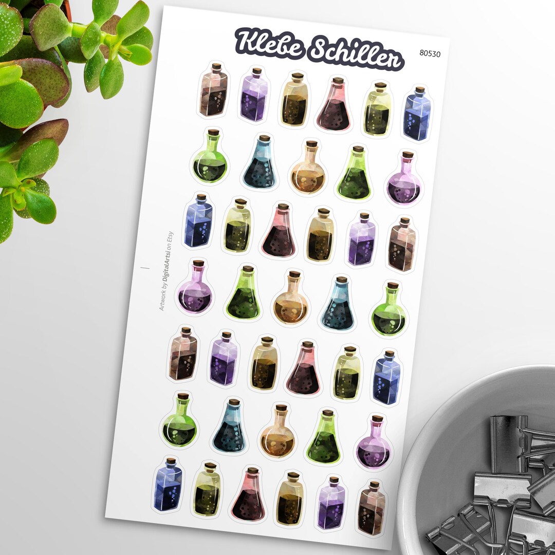 80530 Potions Sticker Sheet for Filofaxing & Scrapbooking, Kawaii, Chibi, Planner, Stationary ...