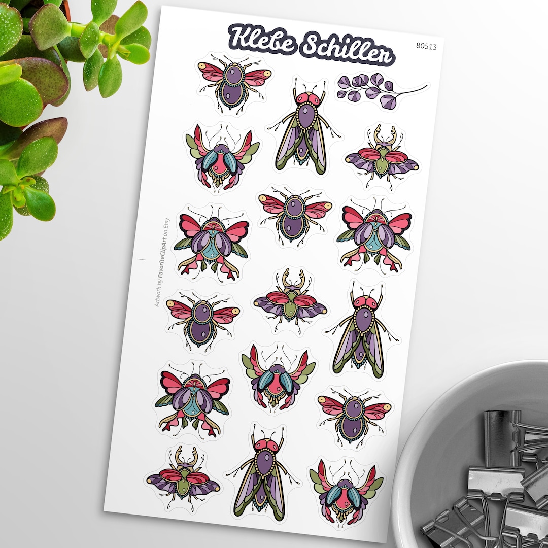 80513 Beetles and Flies Sticker for Filofaxing & Scrapbooking, Kawaii ...
