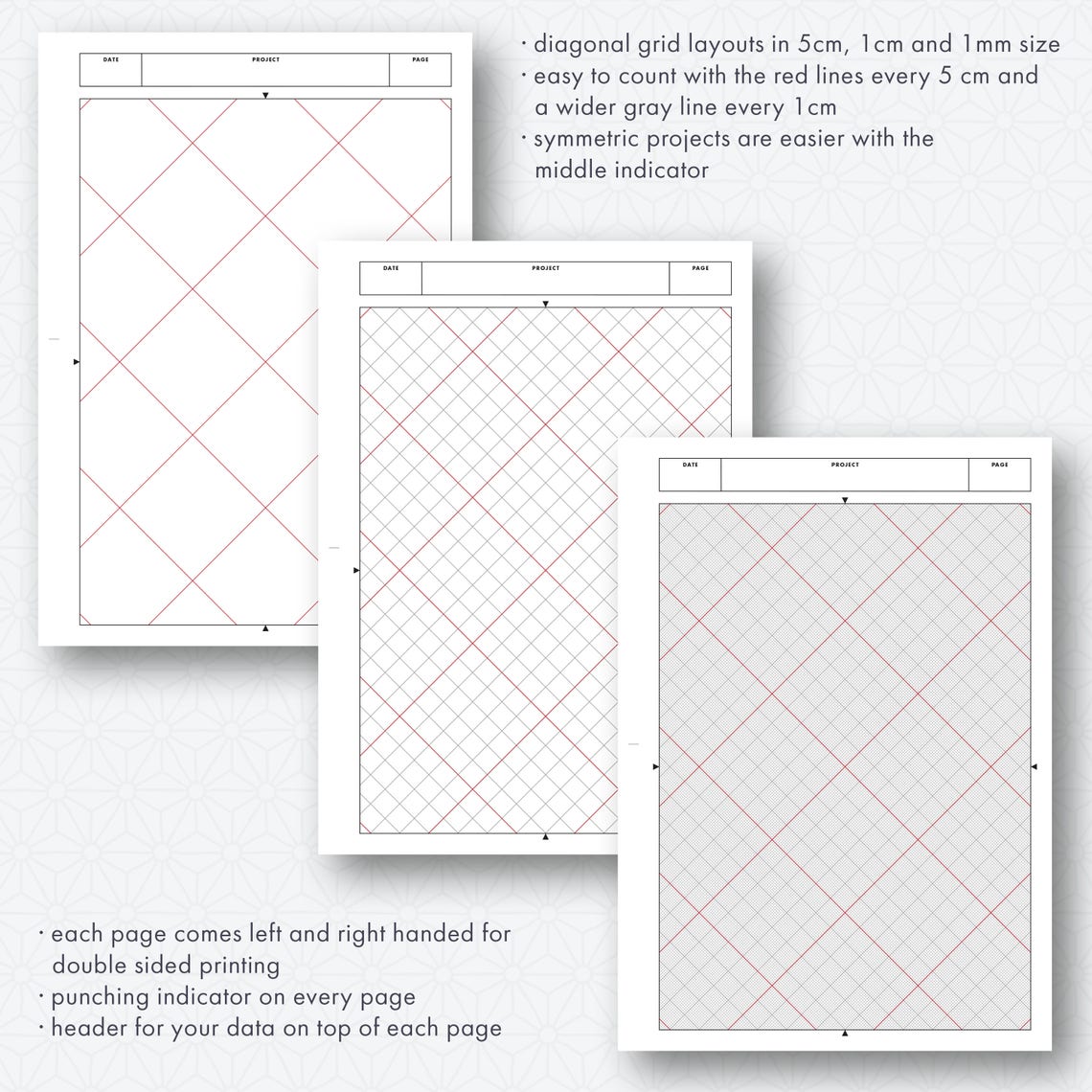 50004 Quilting Graph Paper Set, Printable Template, English, Instant ...