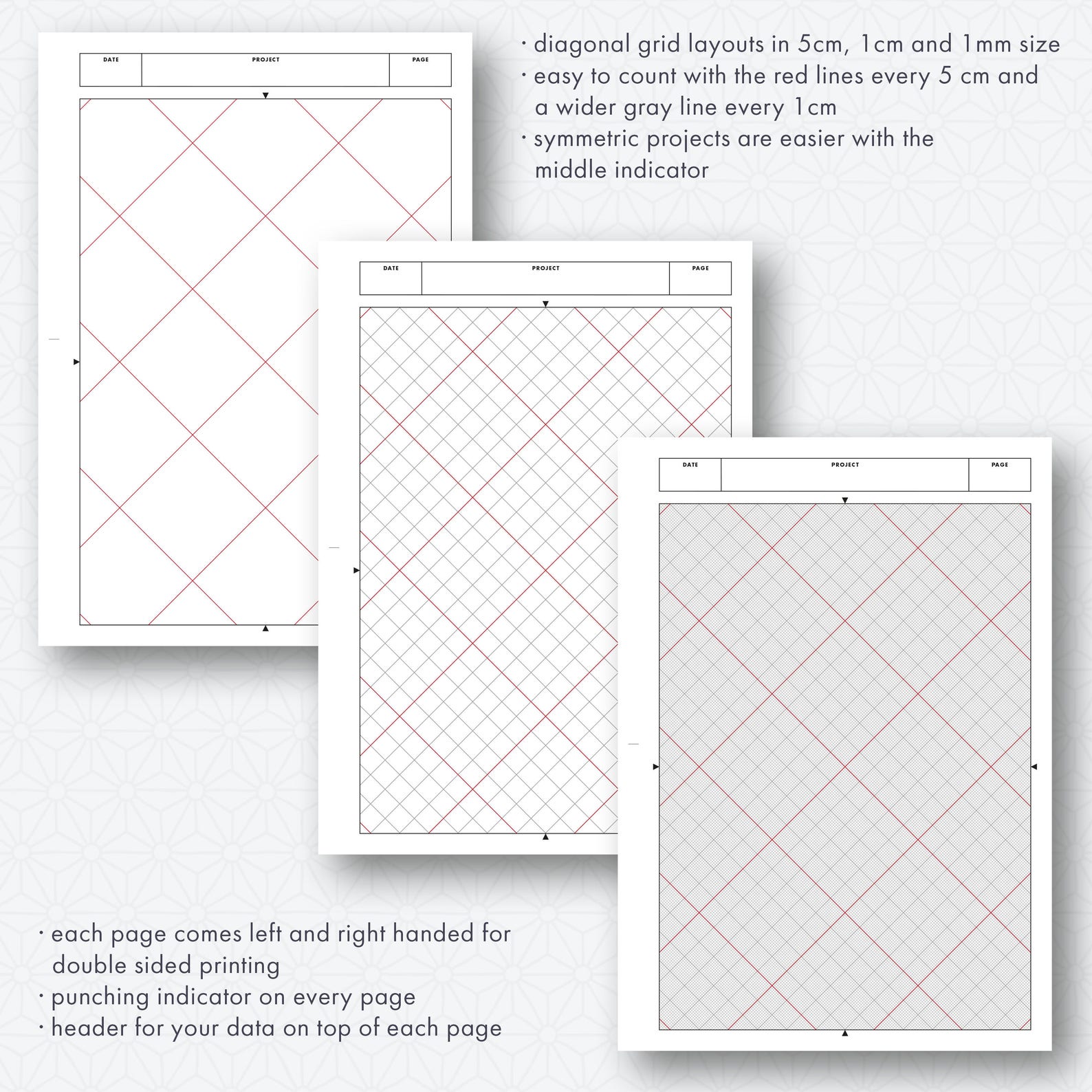 50004 Quilting Graph Paper Set, Printable Template, English, Instant ...
