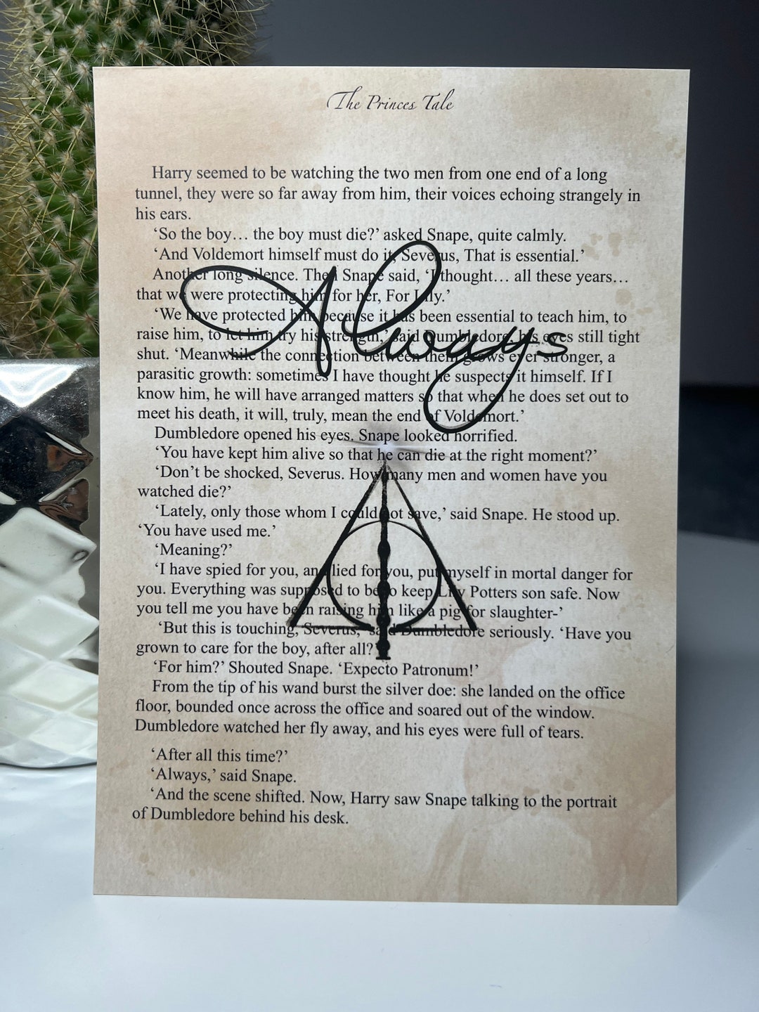 Harry Potter always Book Page and Deathly Hallows Design Print. A5 ...