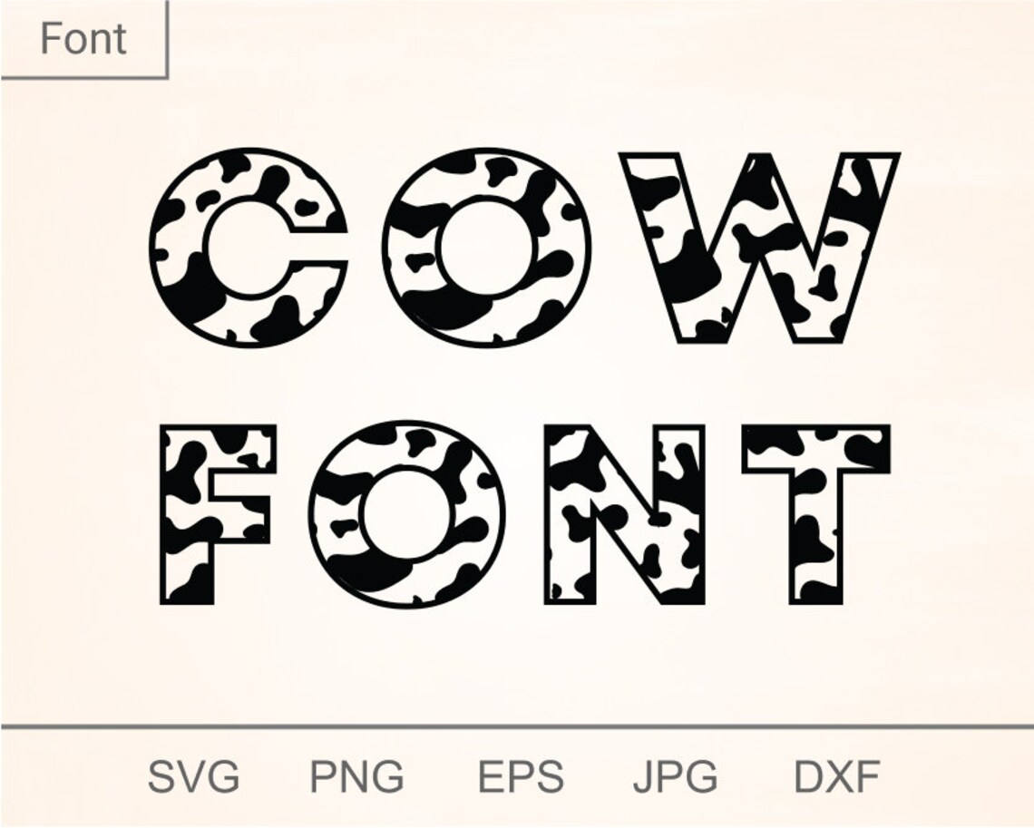 Cow Font Svg Animal Font Svg Cow Alphabet Svg Farmhouse - Etsy