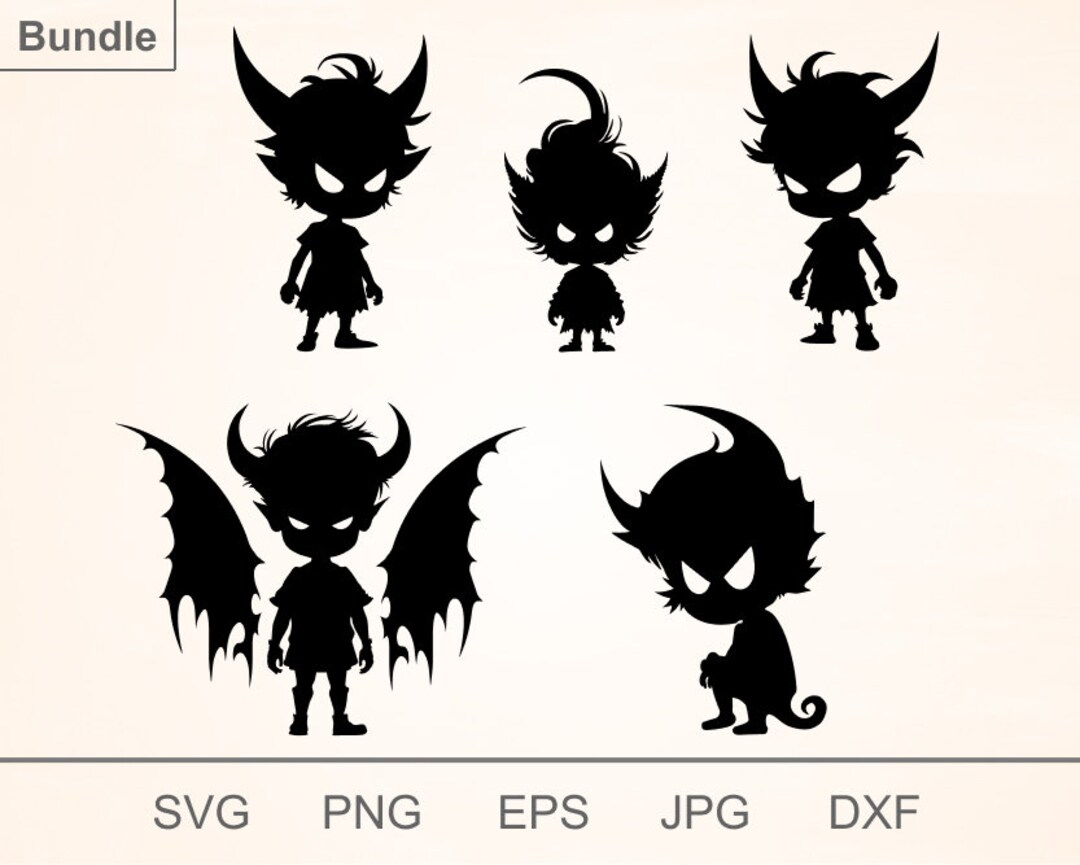 Little Cute Demons Bundle Svg, Cute Halloween Devils Boys and Girls Svg ...