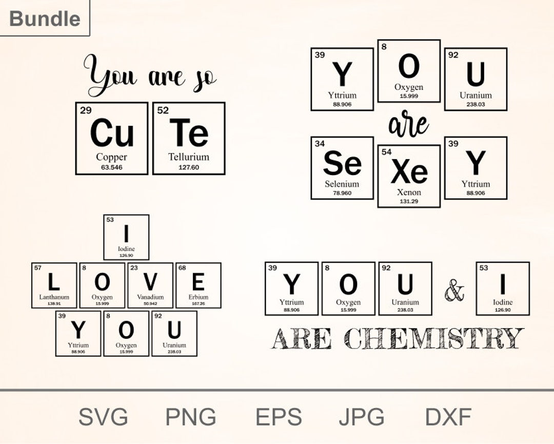 Love Periodic Table Bundle Svg, Print for Lovers, I Love You Periodic ...