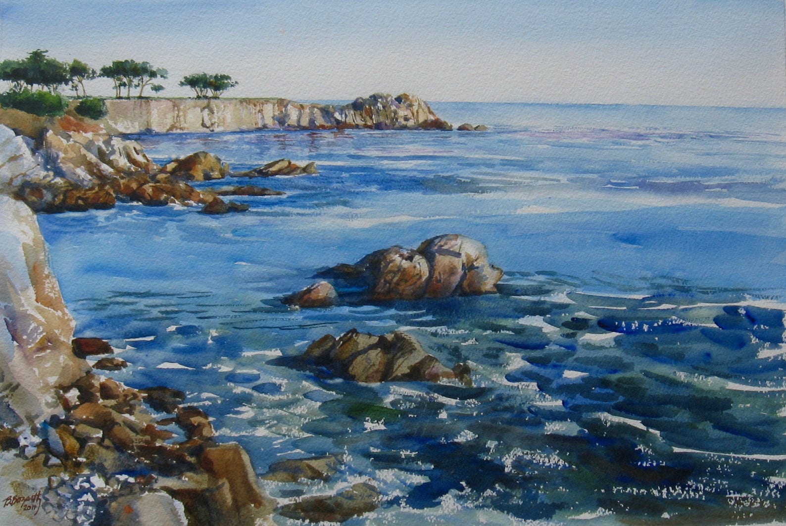 Watercolor Landscape, Monterey Bay CA Print, Monterey Bay Landscape, 14 ...