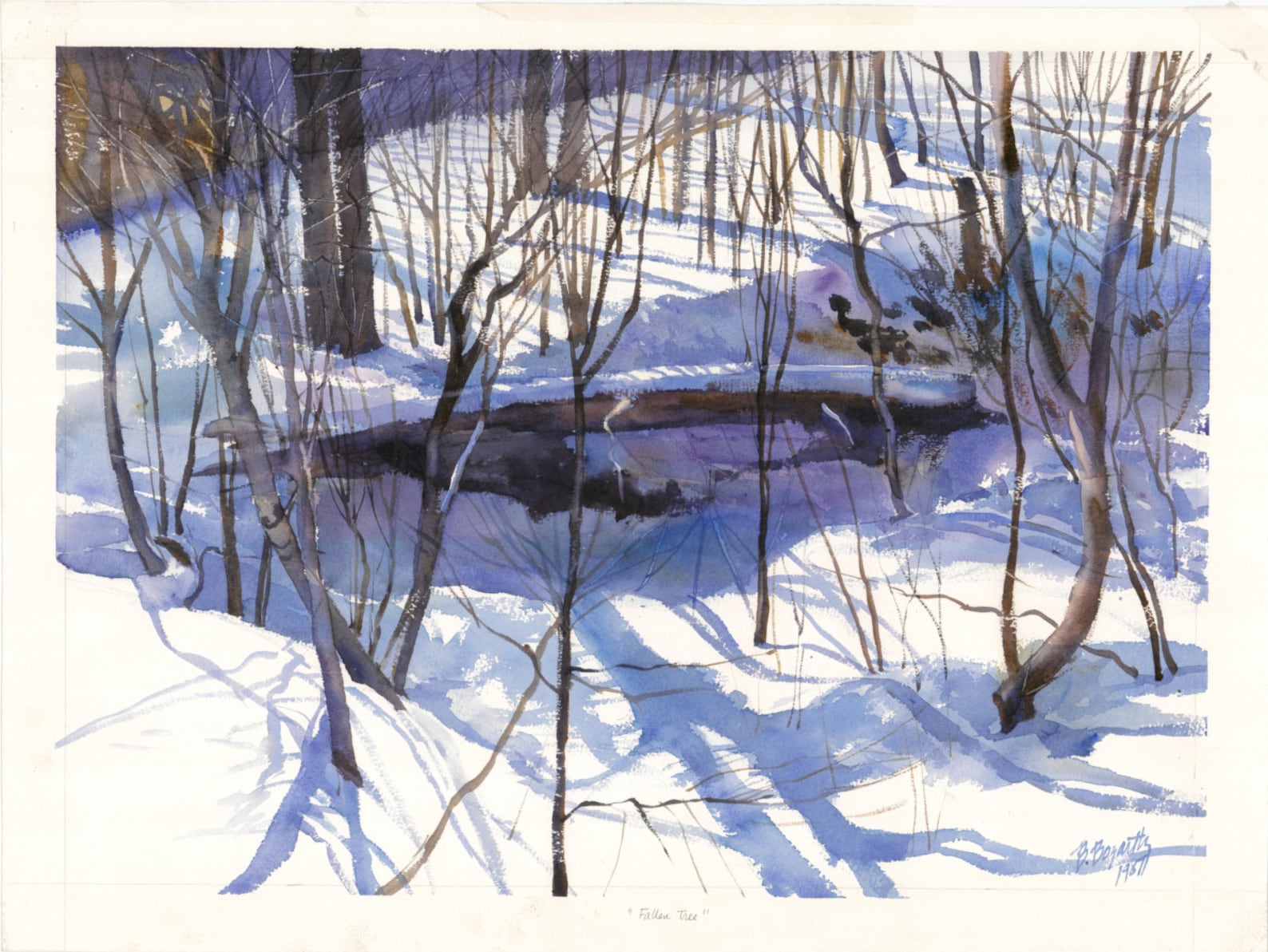 Snow Scene Print, Snow in a Forest, Winter Scene, Winter Watercolor ...