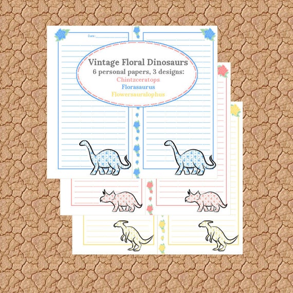 Vintage Floral Dinosaur Inserts Filofax Personal Size | Etsy