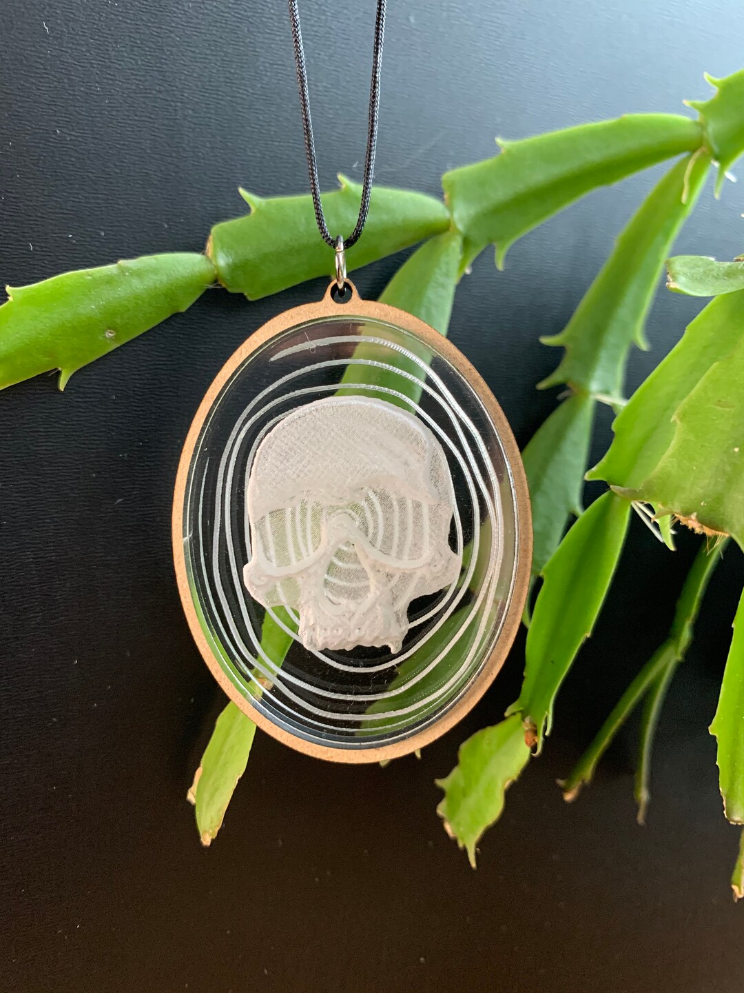 Acrylic Engraved Skull Vortex Pendant - Etsy