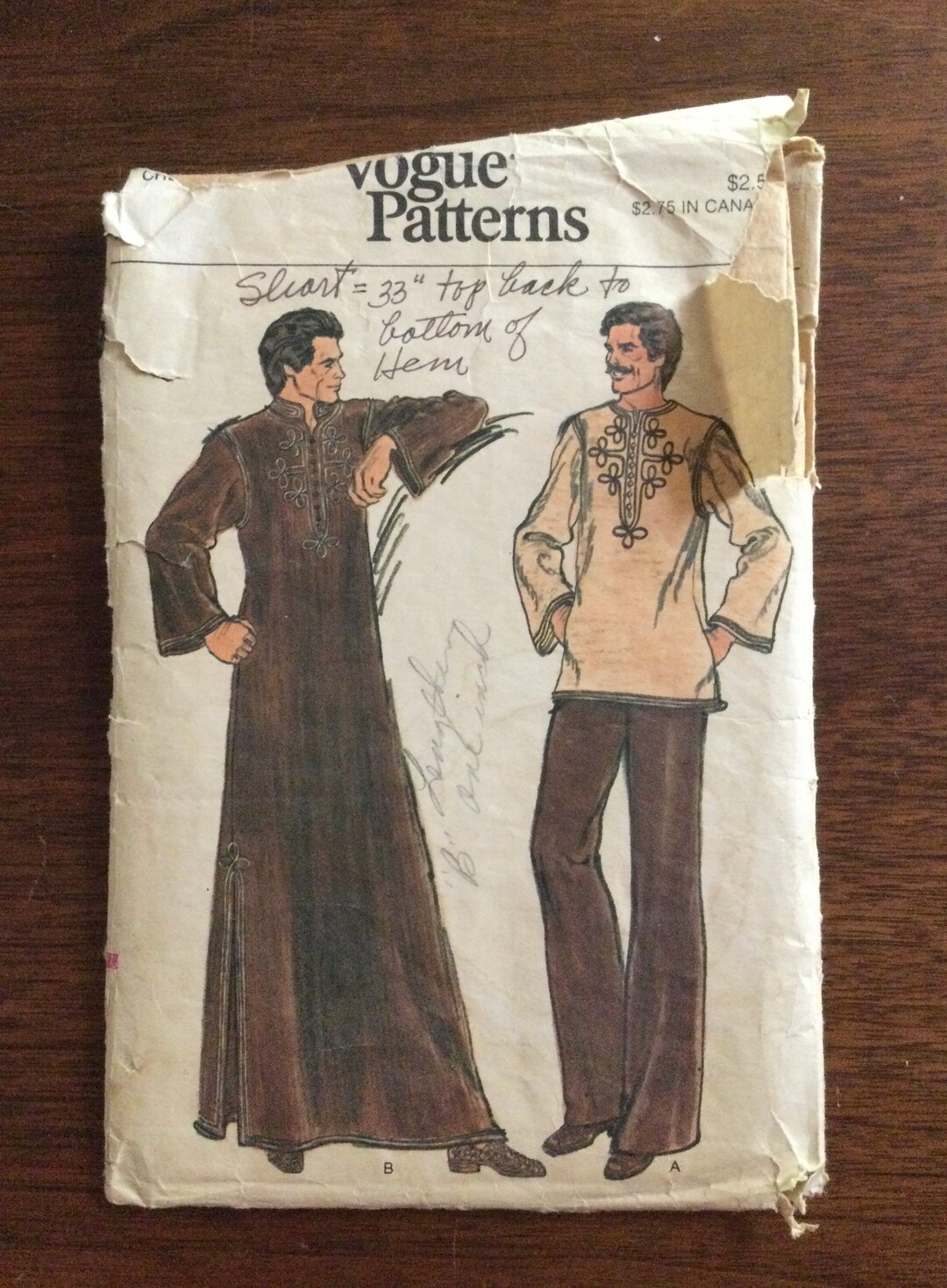 1970s Vogue Pattern 9067 Men's Caftan or Tunic - Etsy UK