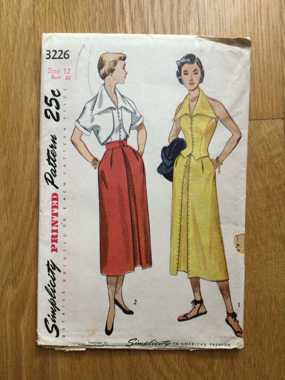 Vintage 1950 Simplicity Pattern 3226 Skirt, Halter and Bolero - Etsy