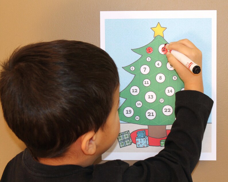 Christmas Tree Advent Calendar Christmas Countdown Printable JPEG ...