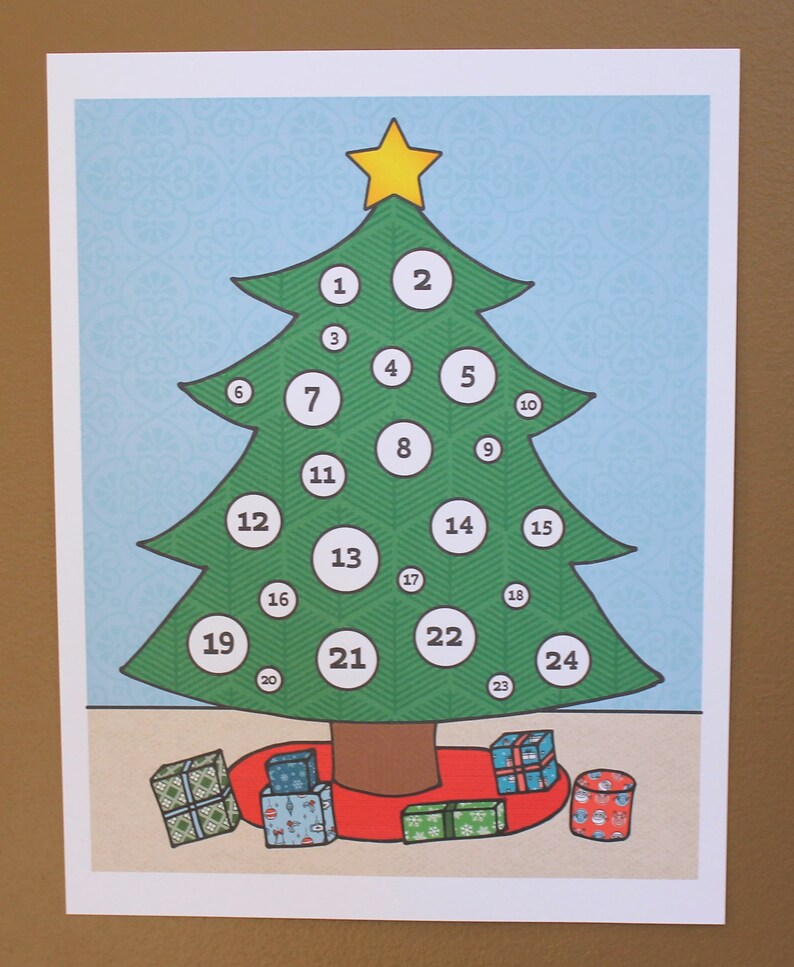 Christmas Tree Advent Calendar Christmas Countdown Printable JPEG ...