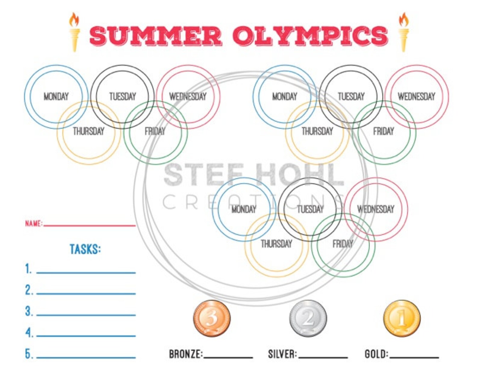 Summer Olympics Task/reward/chore Chart, Printable, Instant Download ...