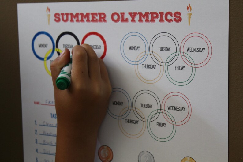 Summer Olympics Task/reward/chore Chart, Printable, Instant Download ...