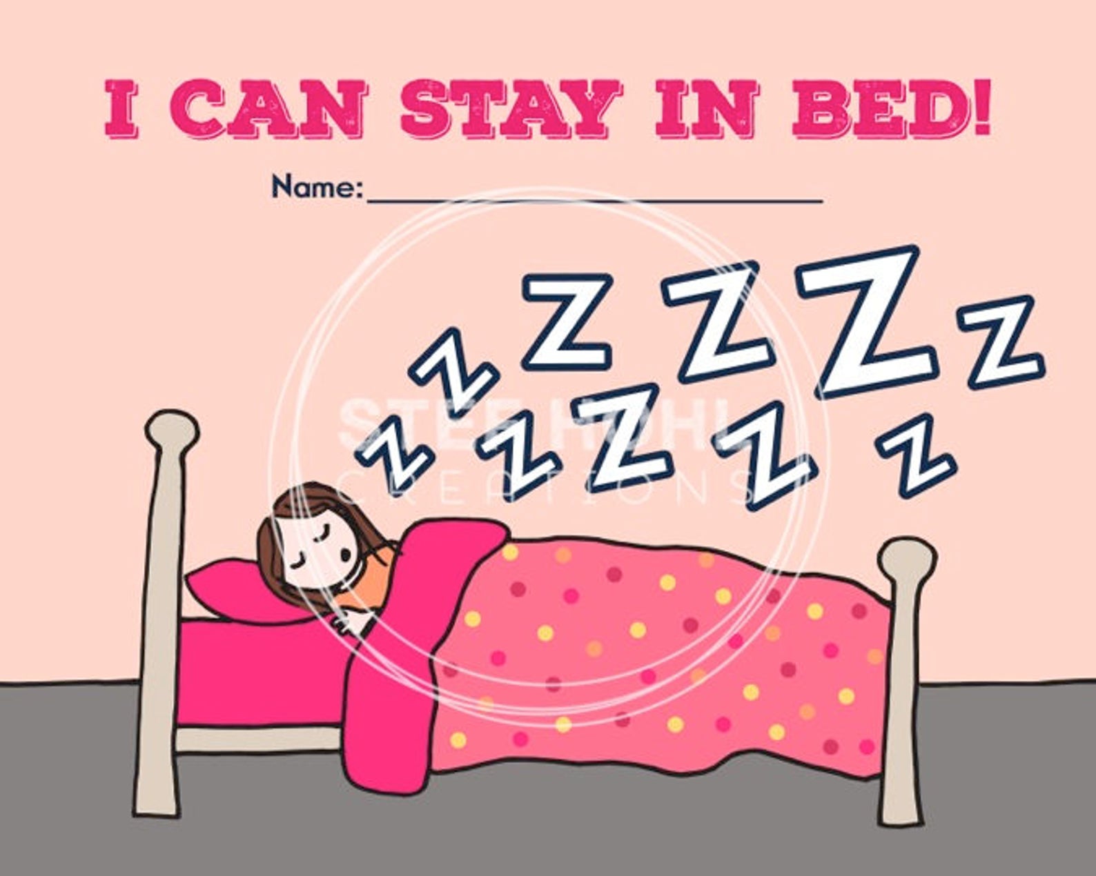 I Can Stay in Bed, Sleep Chart, Printable, Instant Download, Digital ...