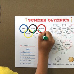 Summer Olympics Task/reward/chore Chart, Printable, Instant Download ...
