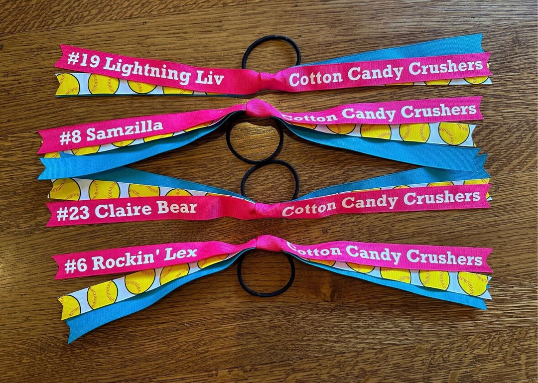 Custom Softball Ribbons, Personalized Sports Team Ribbon, Ponytail Hair ...